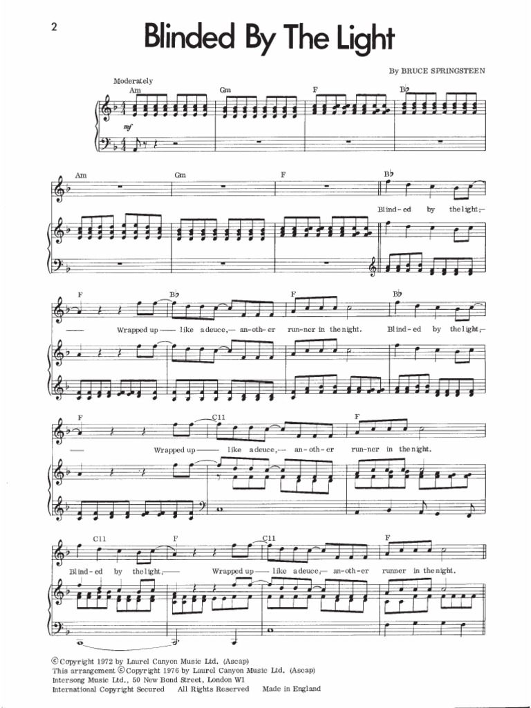 Blinded by The Light - Manfred Mann's Earth Band | PDF