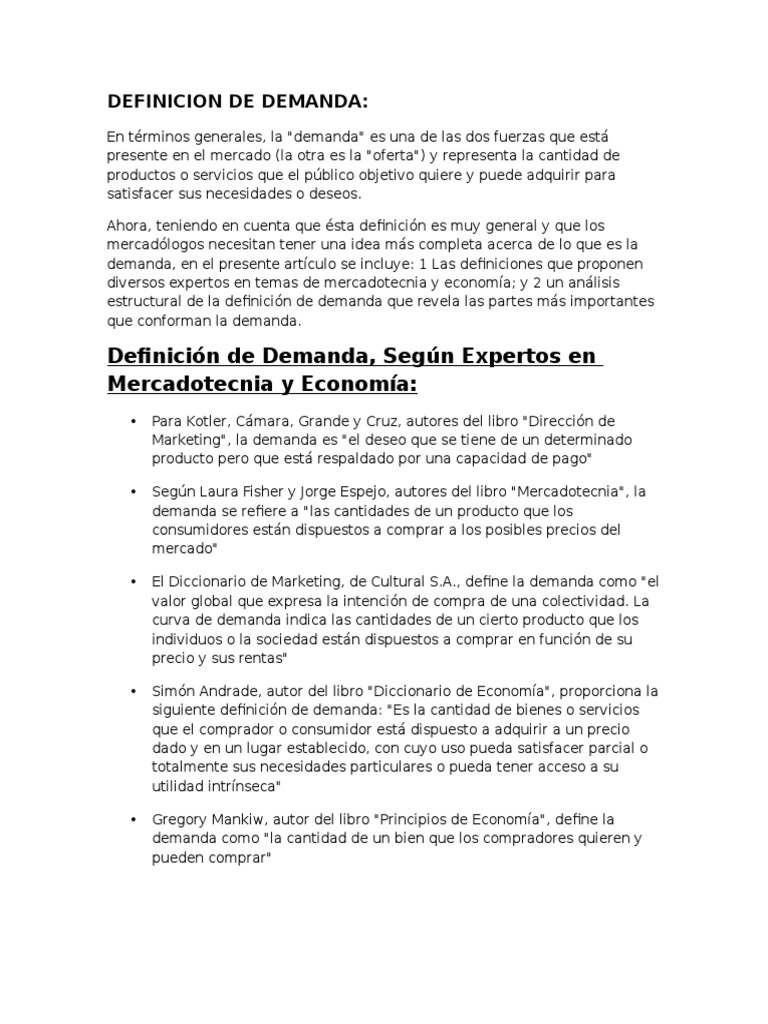 Definición y Concepto de Demanda | PDF | Producto (Negocio) | Bienes