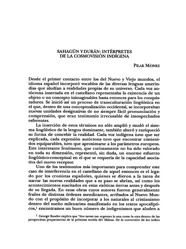 Sahagún y Durán Intérpretes de La Cosmovision Indígena | PDF | Náhuatl ...