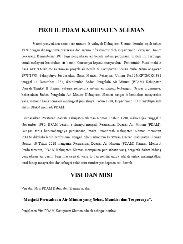Profil Pdam Sleman | PDF