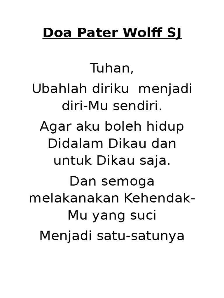 Doa Pater Wolff SJ | PDF