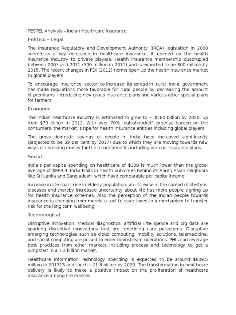PESTEL Analysis | PDF | Insurance | Health Care