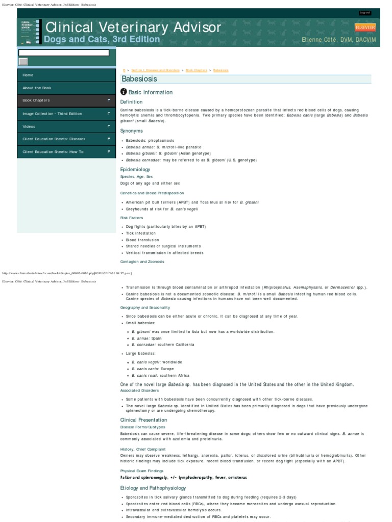 Clinical Veterinary Advisor, 3rd Edition Babesiosis | PDF | Clinical ...