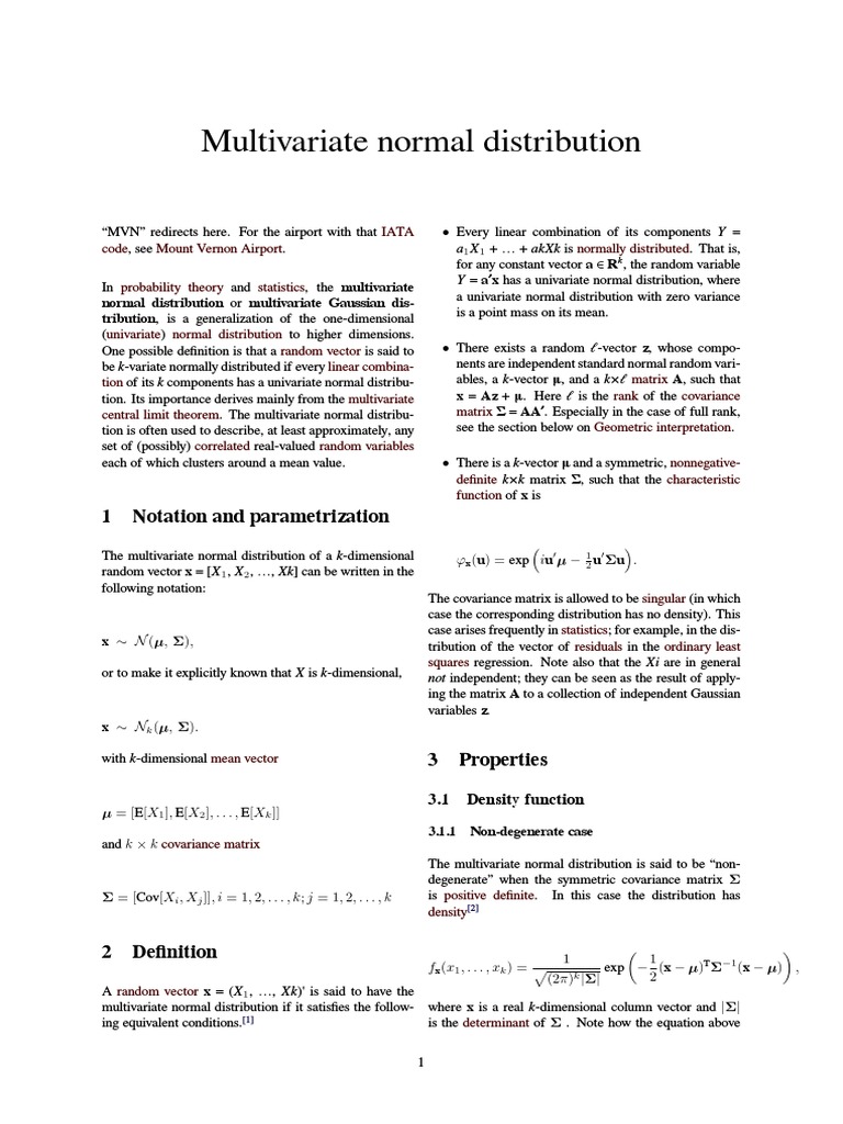 Multivariate Normal Distribution | PDF | Normal Distribution | Statistics