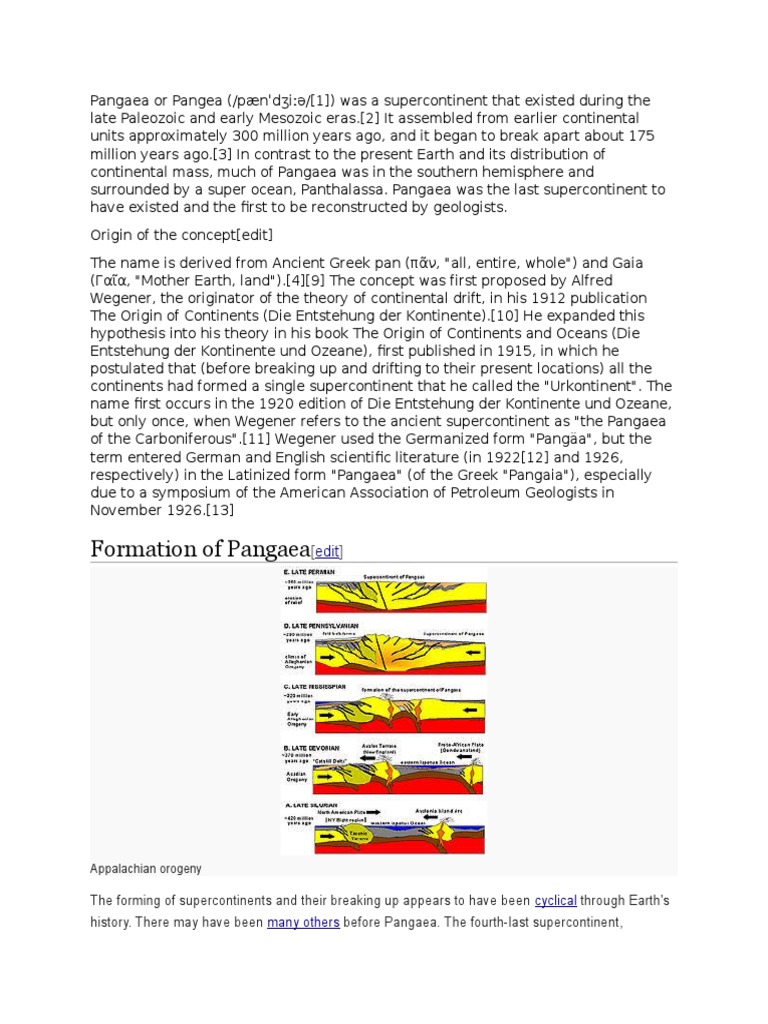 Pangaea or Pangea | PDF | Plate Tectonics | Global Natural Environment