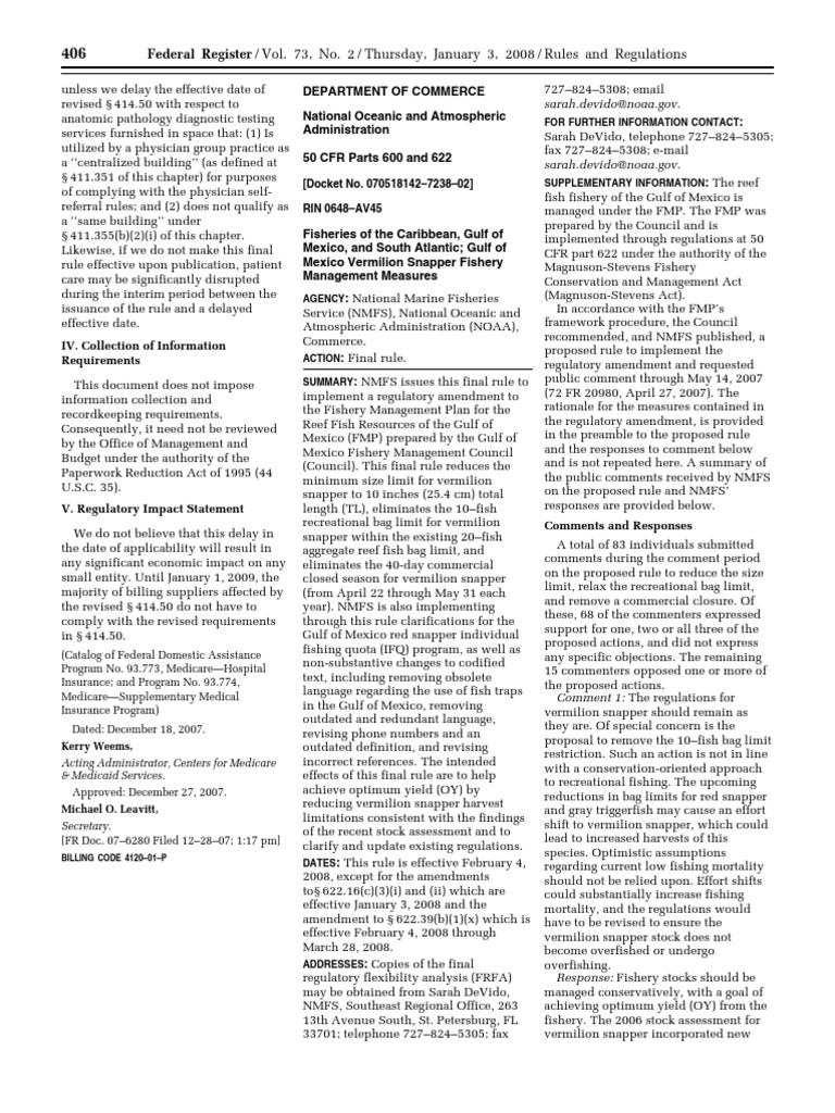 Rule: Fisheries of The Caribbean, Gulf of Mexico, and South Atlantic ...