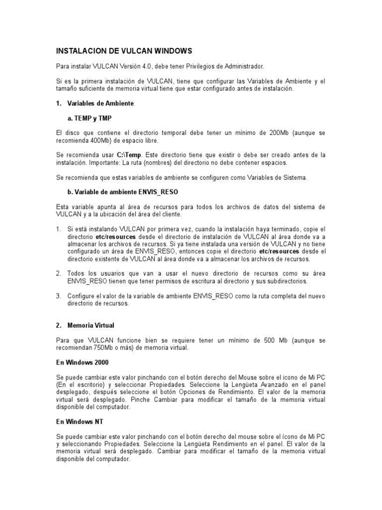 01 - Instalacion de Vulcan Windows | PDF | Hogar, jardinería y ...