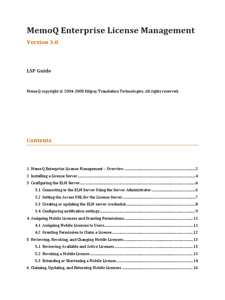 MemoQ License Management - LSP Guide | PDF | Server (Computing) | Remote Desktop Services
