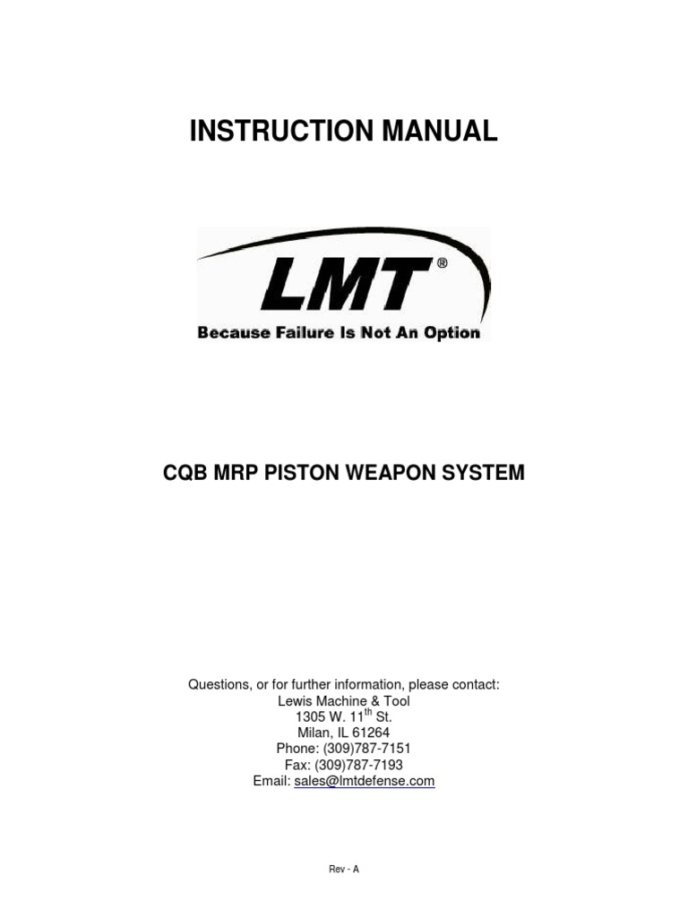 Instruction Manual: CQB MRP Piston Weapon System | Download Free PDF | Hazards | Rifle