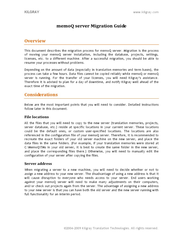 MemoQ Server Migration Guide | PDF | Computer File | Server (Computing)