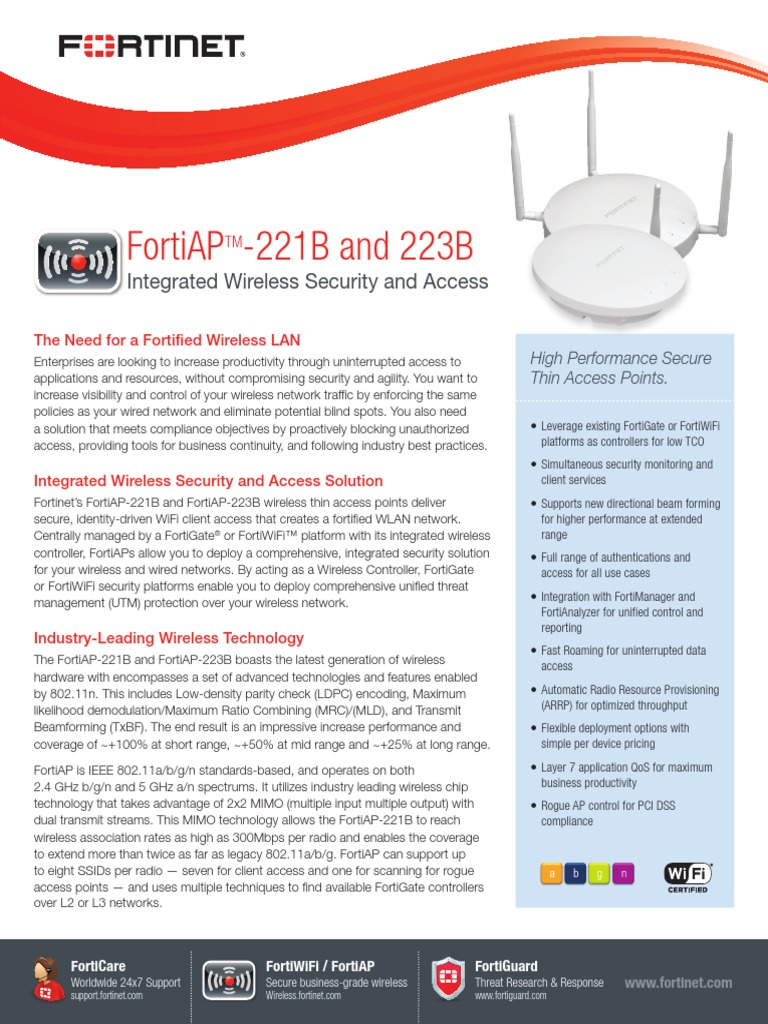 FortiAP-223B Data Sheet | Wireless Lan | Ieee 802.11