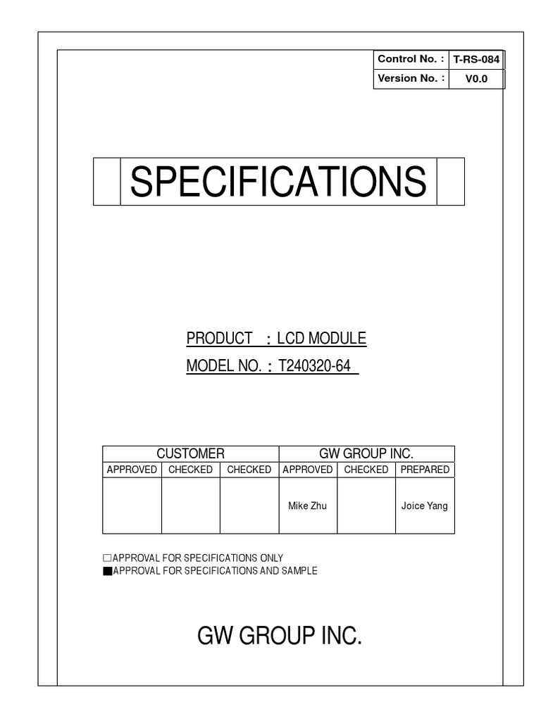 LCD Datasheet | PDF | Liquid Crystal Display | Backlight