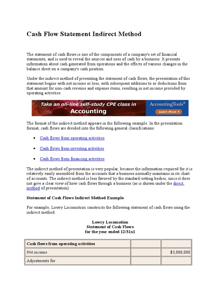 Cash Flow Statement Indirect Method | PDF | Cash Flow Statement | Payments
