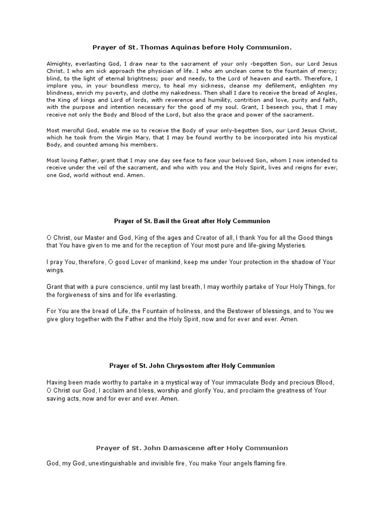 Before and After Communion's Prayer | PDF | Eucharist | Christian ...