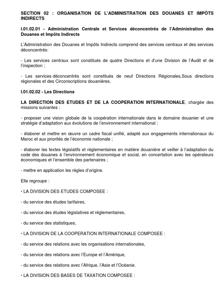 ORGANISATION DE L’ADMINISTRATION DES DOUANES.pdf | Gestion des ...