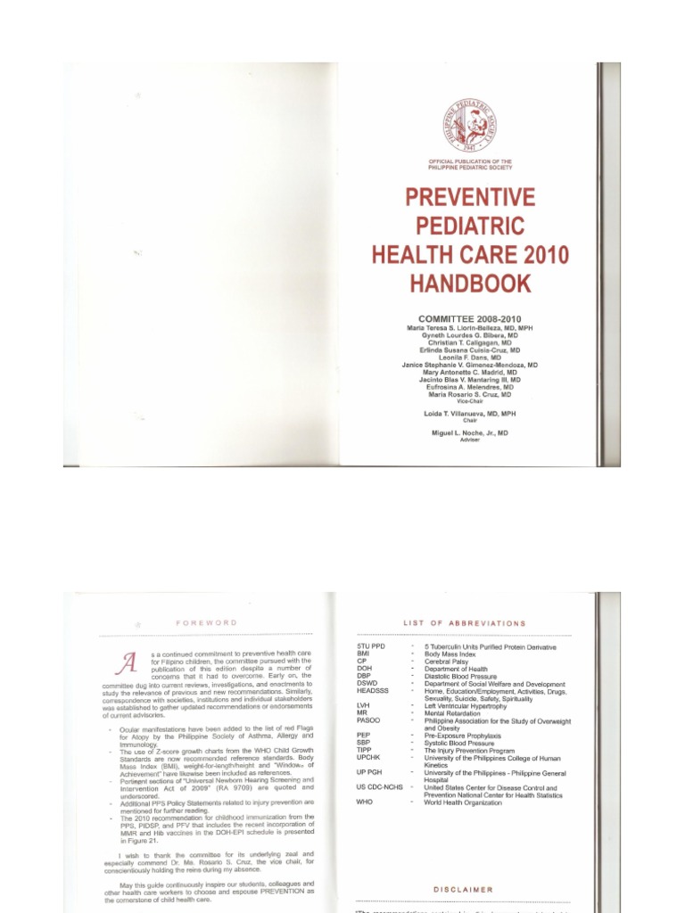 Preventive Pediatric Health Care 2010 Handbook - 1 | PDF