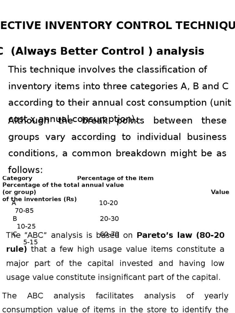 fsm-ABC Analysis | PDF | Inventory | Economics
