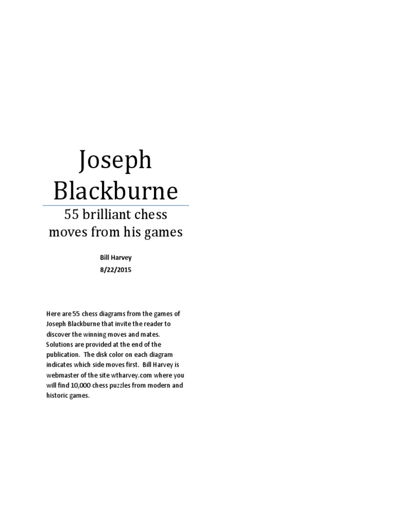 Joseph Blackburne: 55 Brilliant Moves From His Chess Games | PDF ...