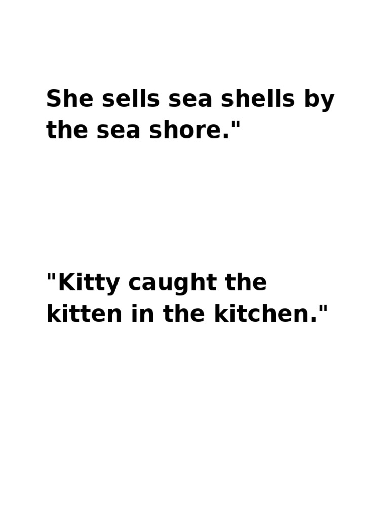 Tongue Twisters Featuring Seashells | PDF