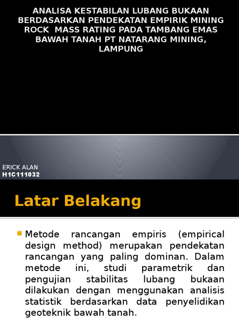 Analisa Kestabilan Lubang Bukaan Berdasarkan Pendekatan Empirik Mining | PDF | Sains ...