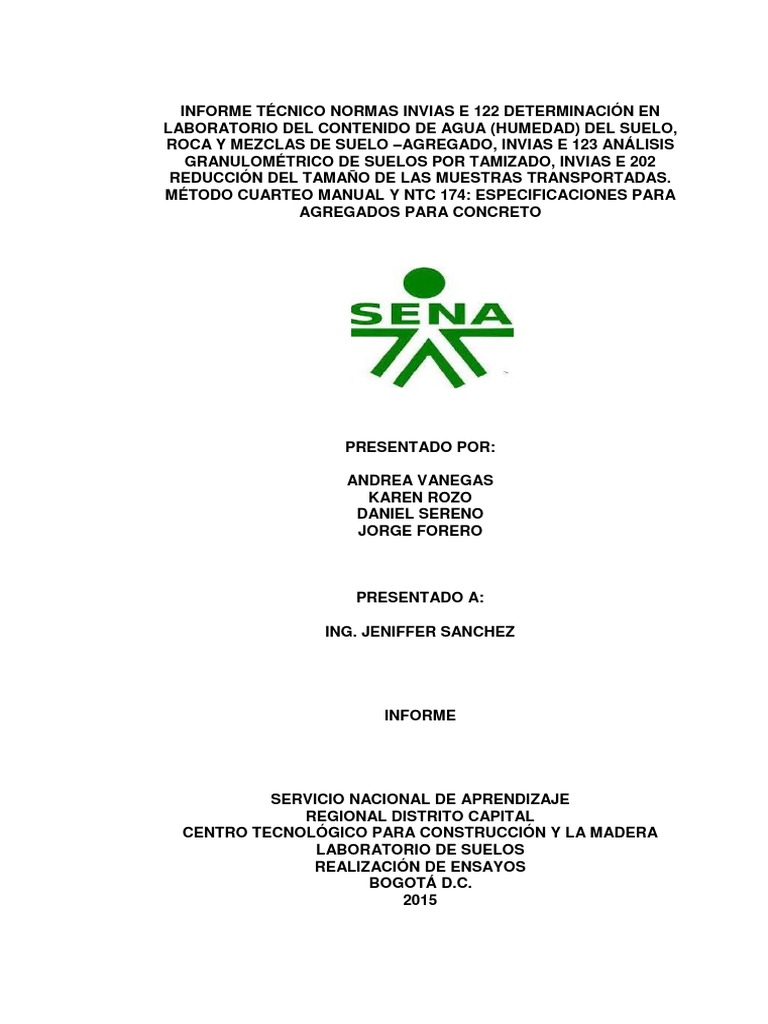 Informe 2 Granulometria, Cuarteo, Humedad | PDF | Suelo | Laboratorios