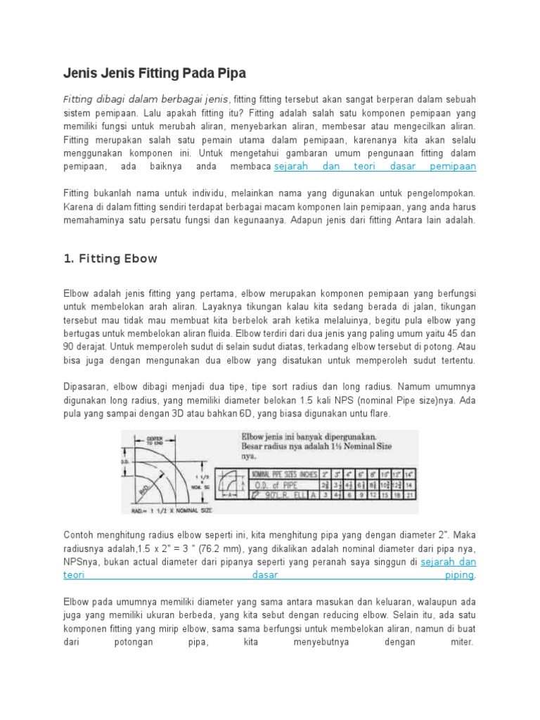 Jenis Jenis Fitting Pada Pipa | PDF