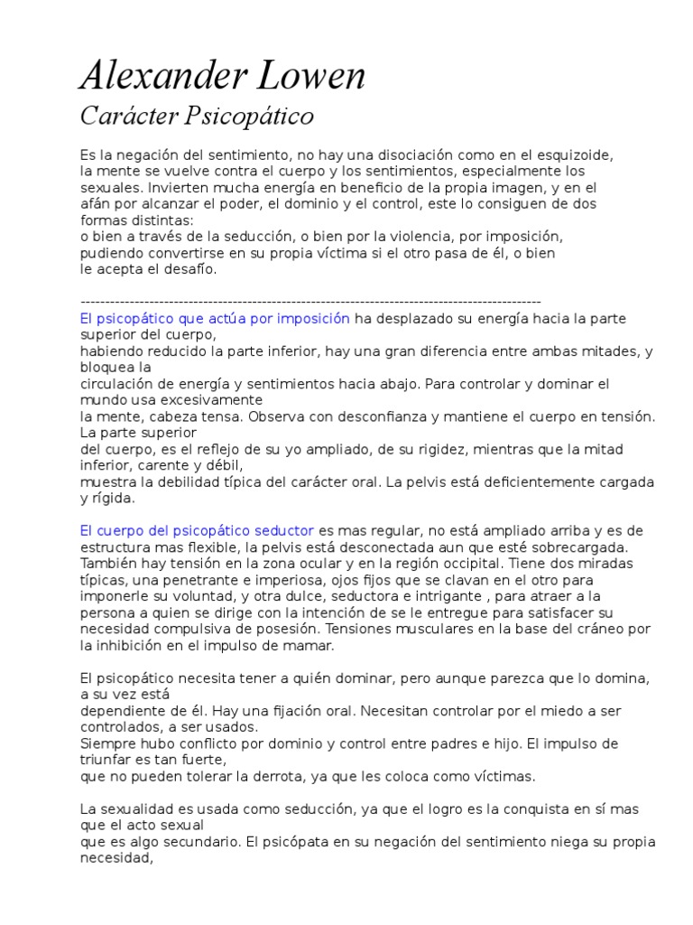 Caracteres de Alexander Lowen | Narcisismo | Amor