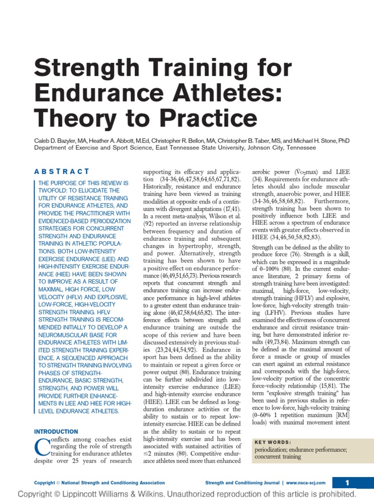 Strength Training For Endurance Athletes Theory.1 | PDF | Strength ...