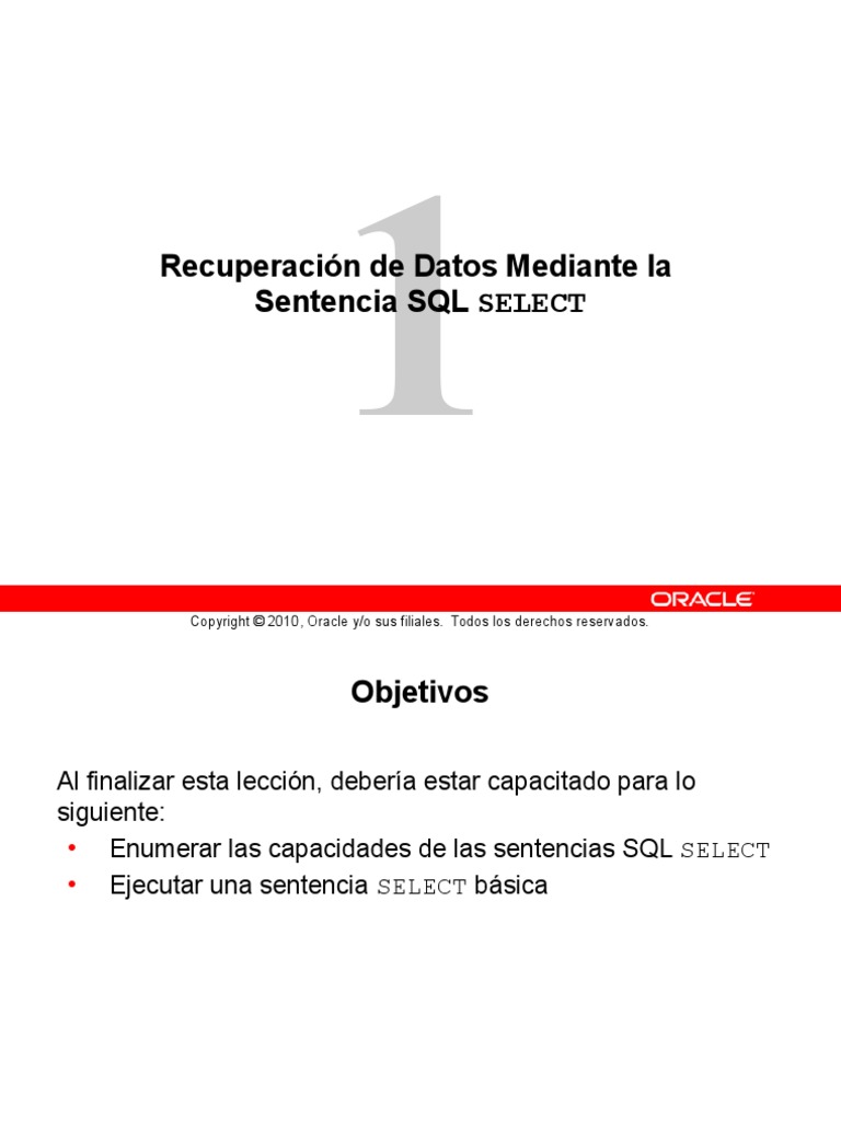 Recuperación de Datos Mediante La Sentencia SQL SELECT | PDF