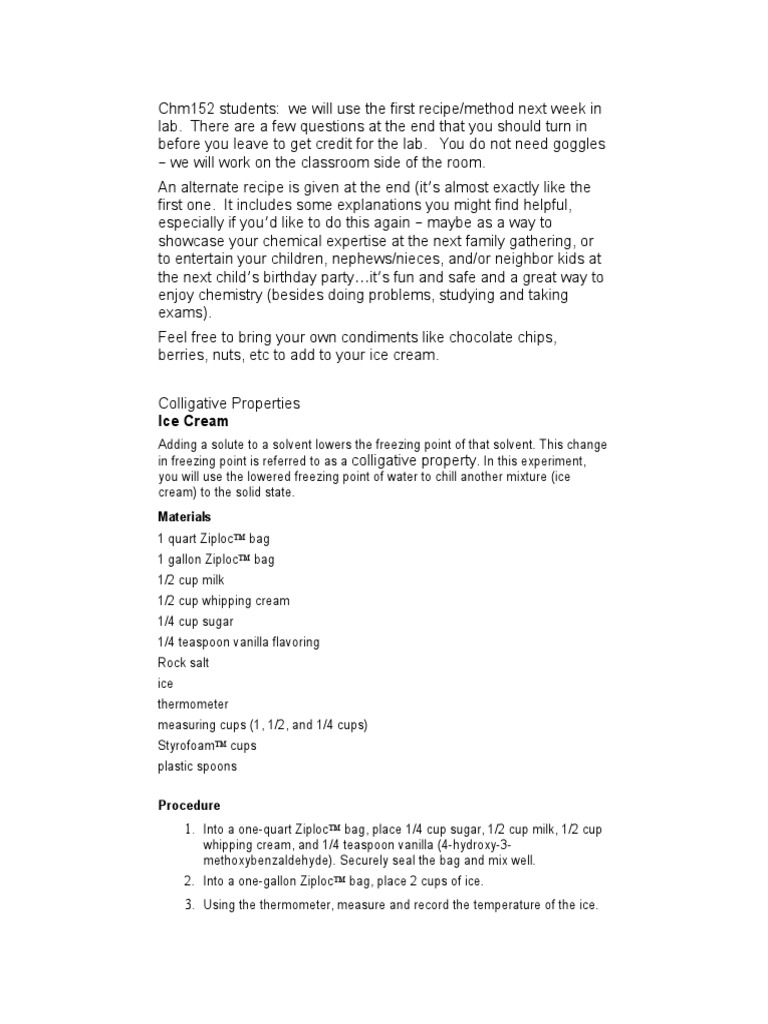 Icecream Lab | PDF | Sodium Chloride | Ice