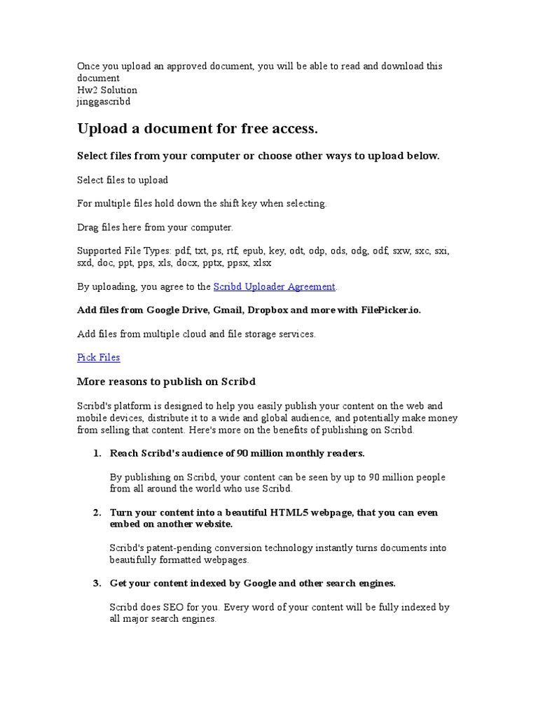 Upload A Document For Free Access.: Select Files From Your Computer or Choose Other Ways To ...