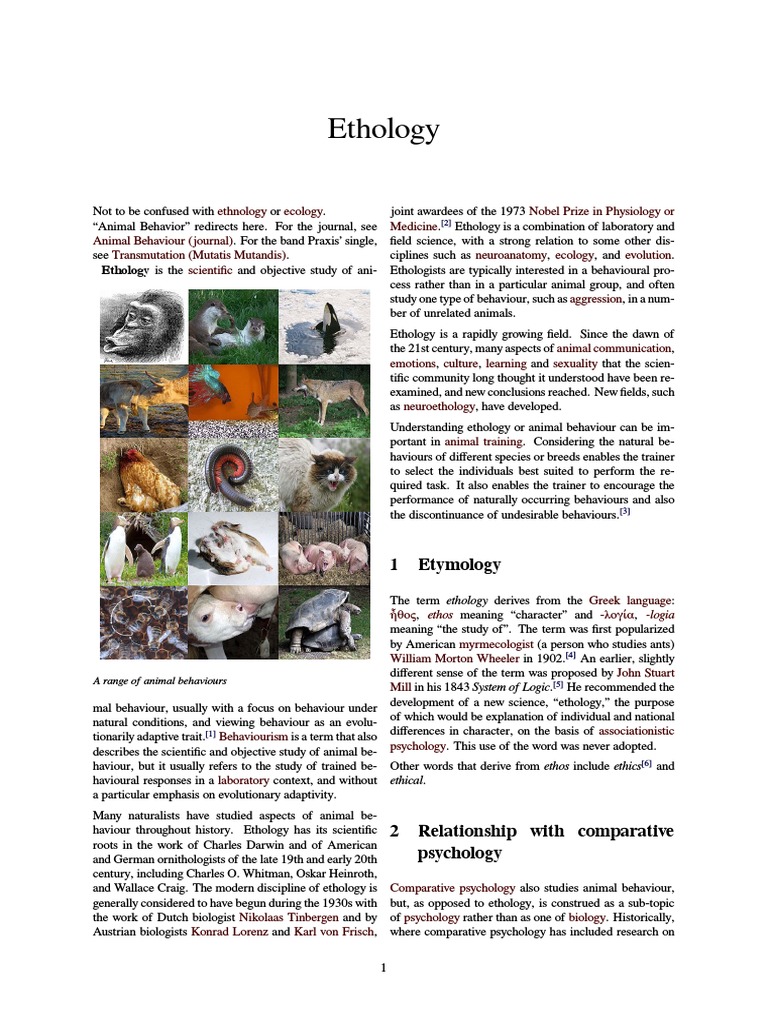 Ethology | Ethology | Zoology