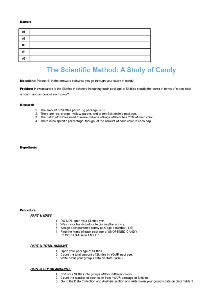 The Scientific Method: A Study of Candy | PDF