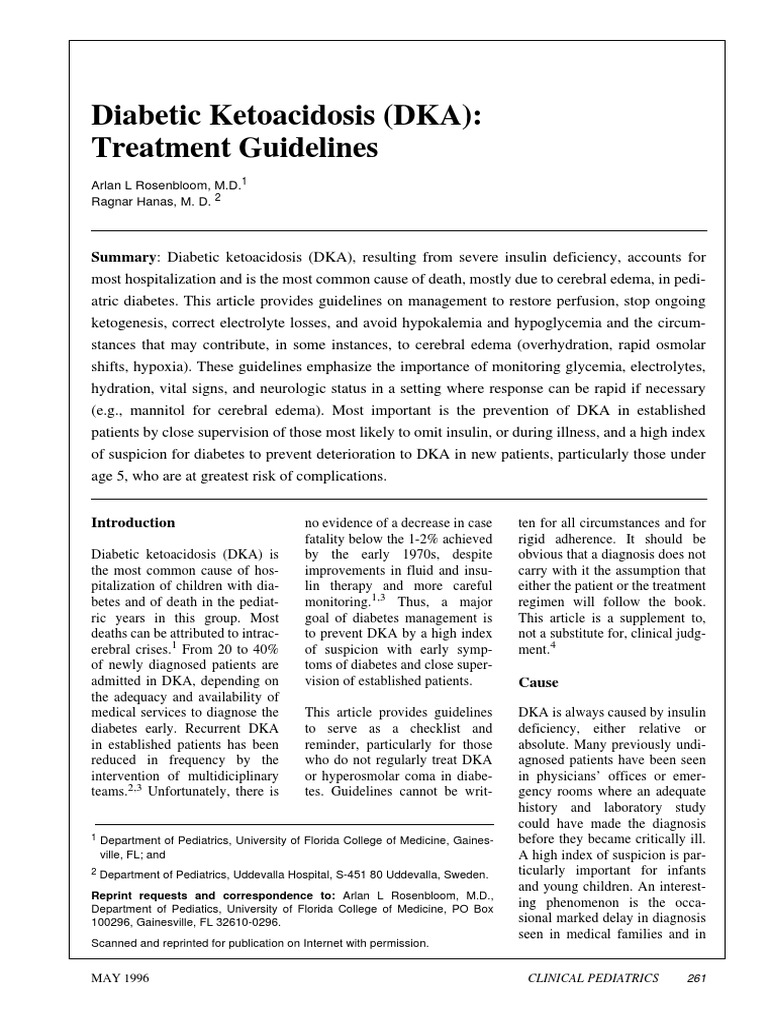 Diabetic Ketoacidosis (DKA) : Treatment Guidelines | Download Free PDF ...