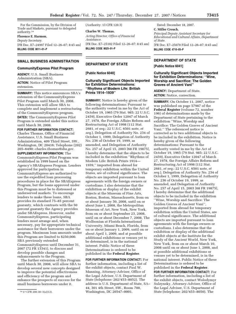 Notice: Culturally Significant Objects Imported For Exhibition: Rhythms ...