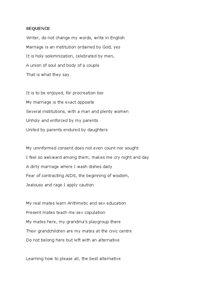 Poems On Sexual Violence | PDF | Marriage | Rape