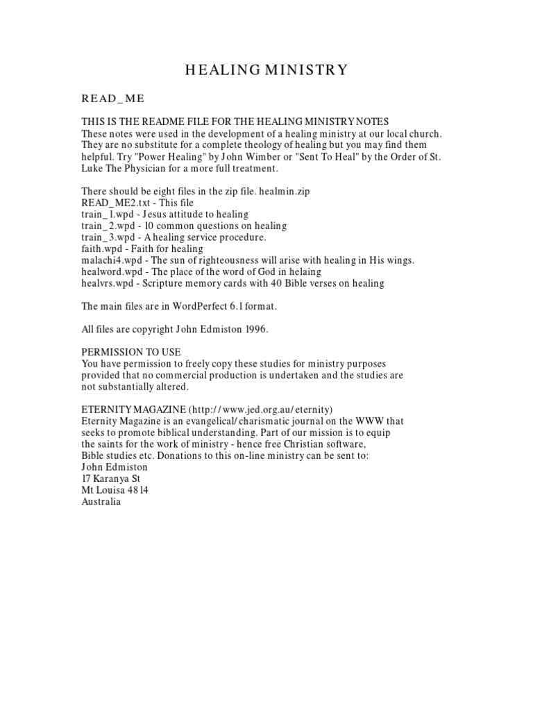 Healing Ministry | PDF | Faith Healing | Gospel Of Matthew