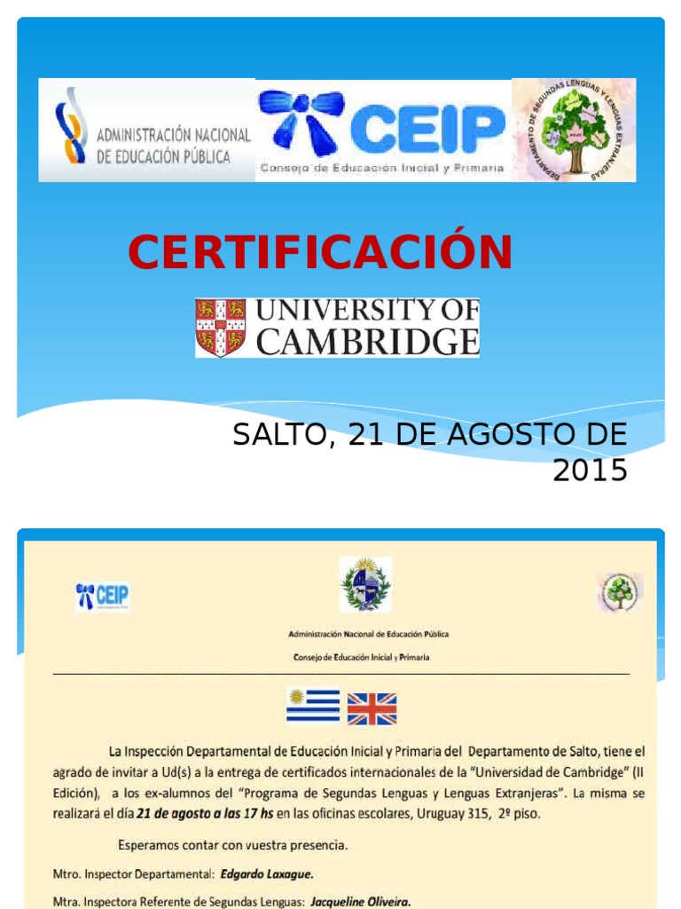 Presentación Certificados Cambridge | PDF