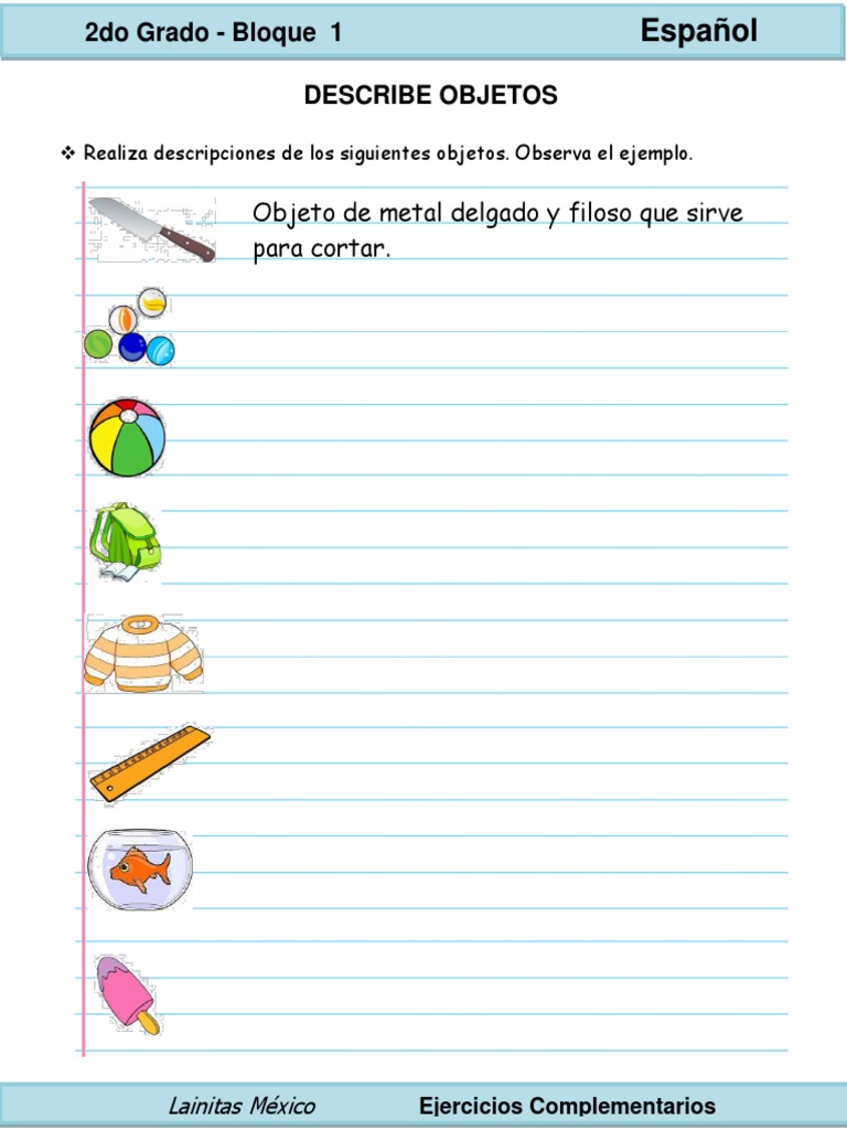 2do Grado - Español - Descripción de Objetos | PDF | Hogar, jardinería ...