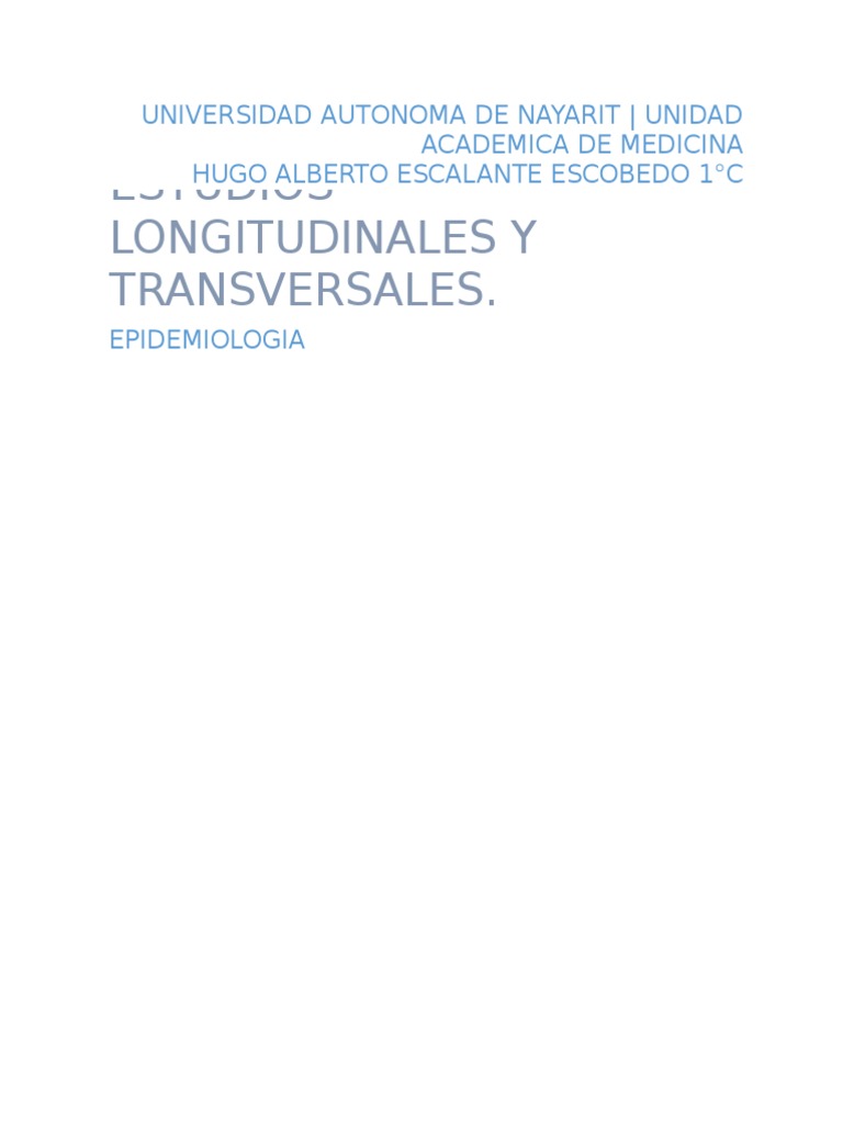 Características de Los Estudios Longitudinales y Transversales | PDF ...