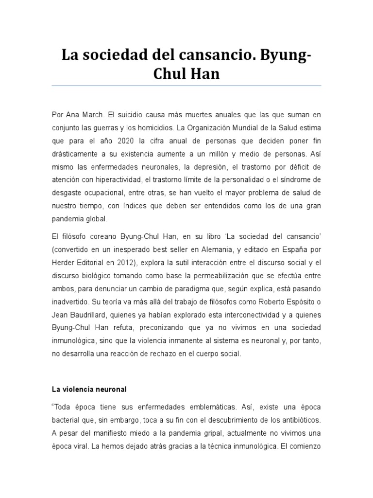 Sociedad Del Cansancio - Byung Chul Hang | PDF