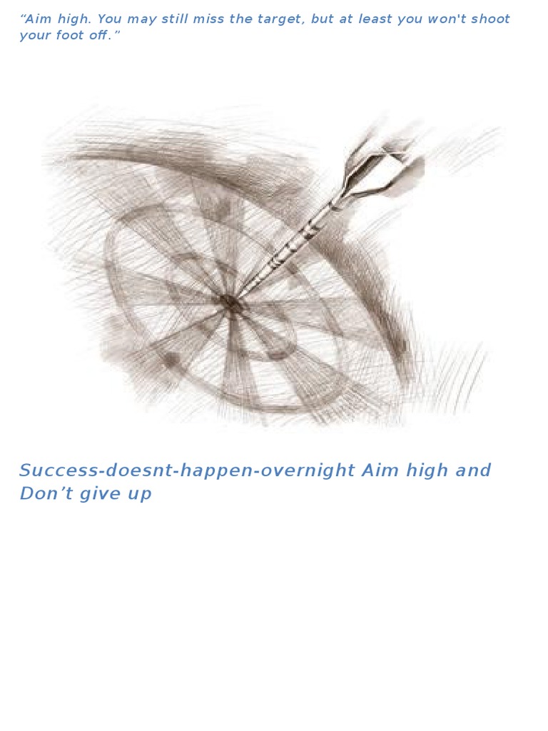 Success-Doesnt-Happen-Overnight Aim High and Don't Give Up | PDF