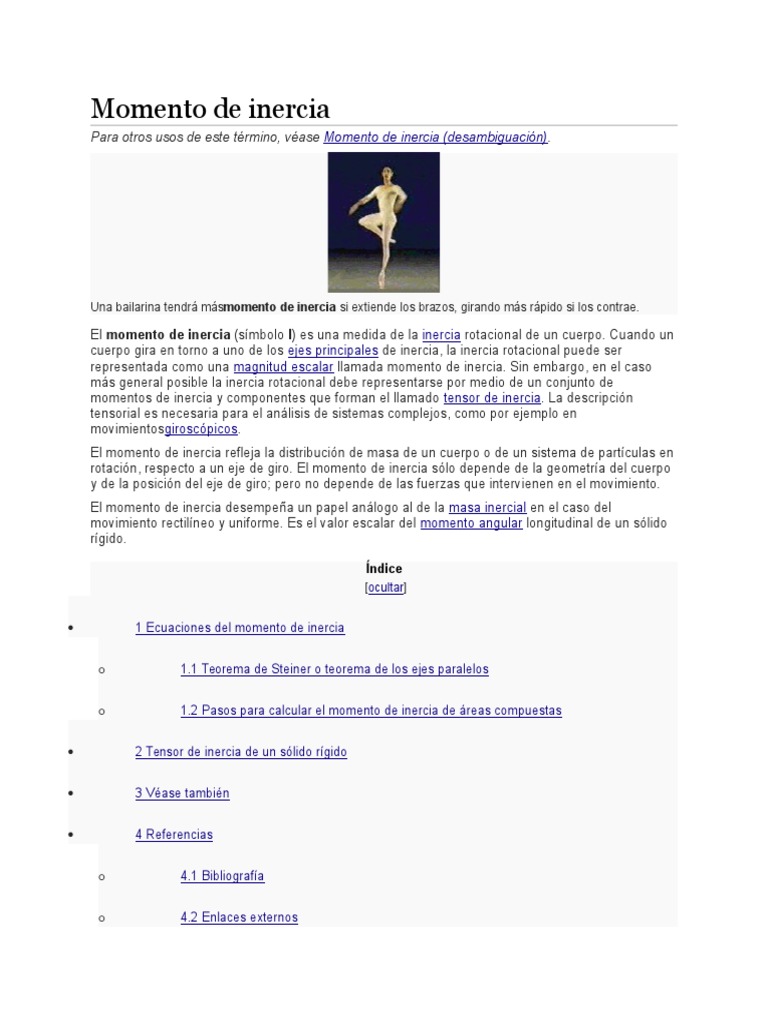 Definición y Cálculo del Momento de Inercia | PDF | Rendimiento ...