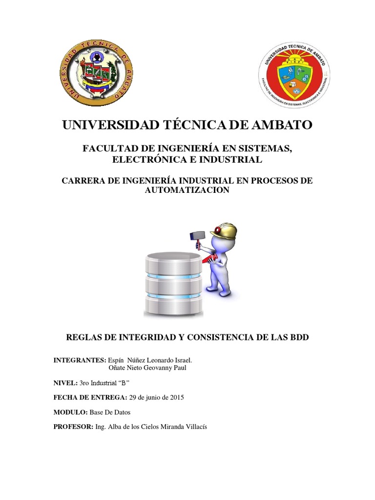 Reglas de Integridad y Consistencia de Las Bases de Datos. | PDF ...