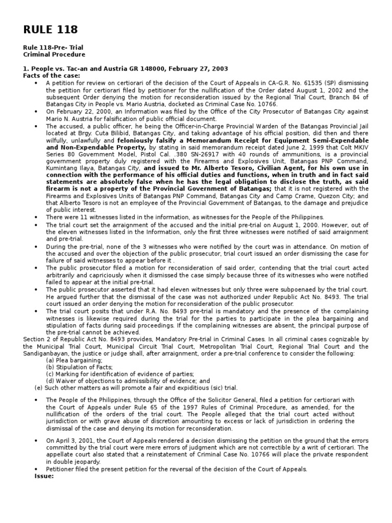 RULE 118 To Rule 120 | Download Free PDF | Plea | Plea Bargain