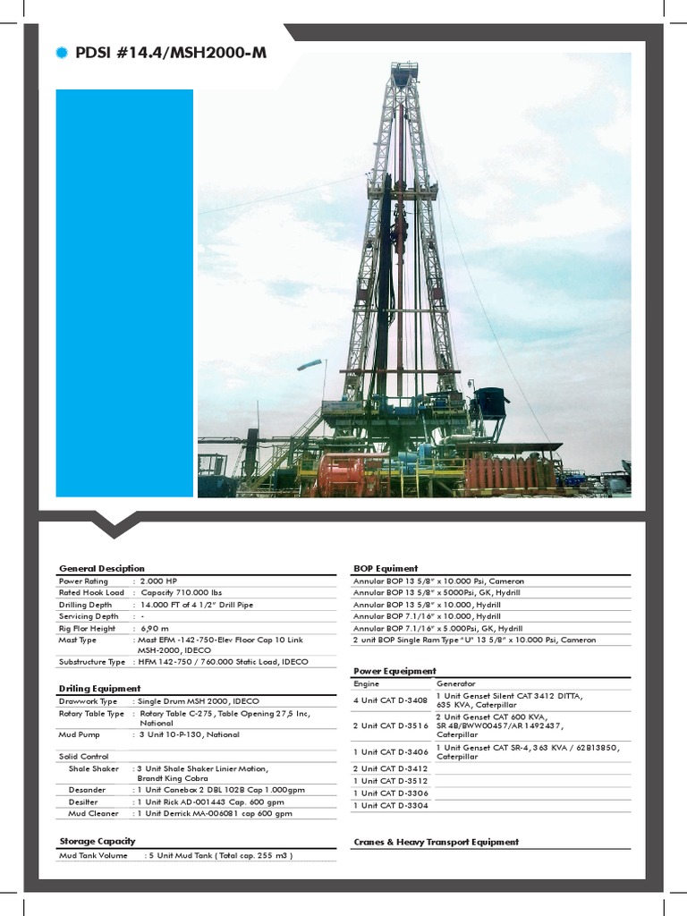Drilling Rig Specifications and Equipment | PDF