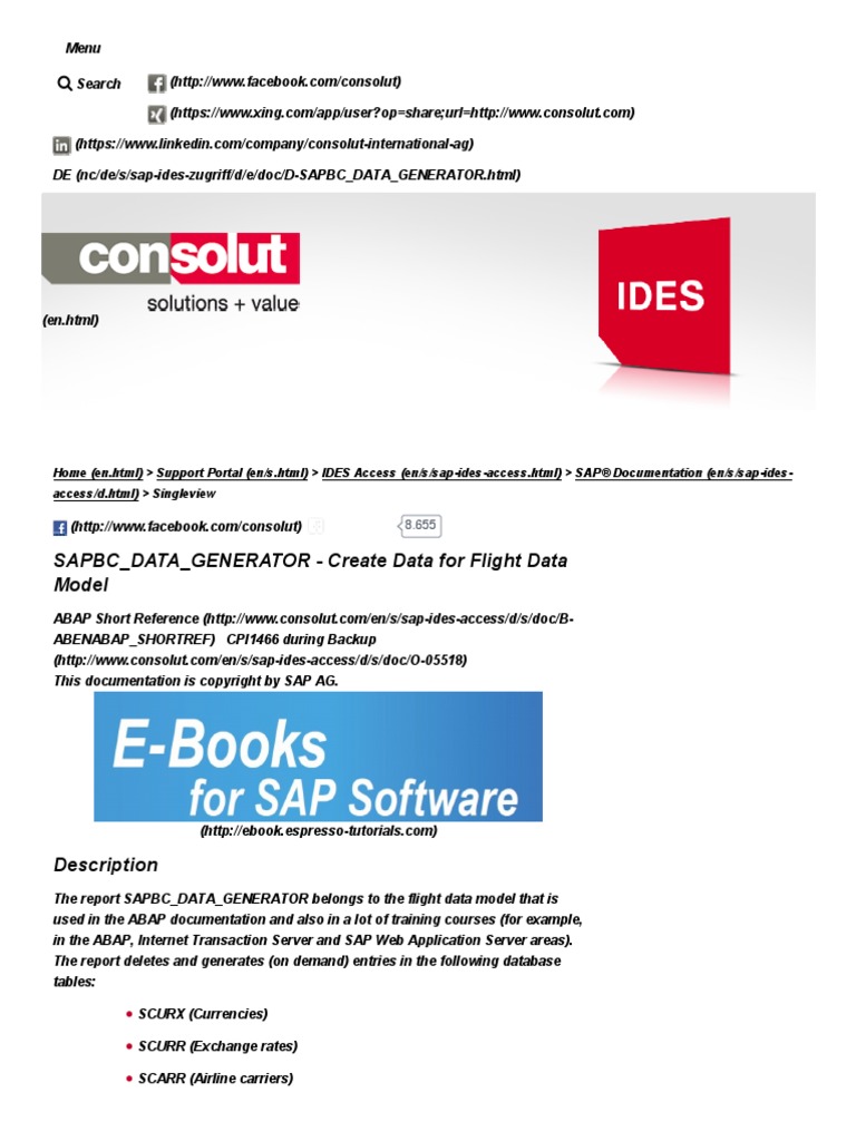 SAPBC - DATA - GENERATOR - Create Data For Flight Data Model | PDF ...