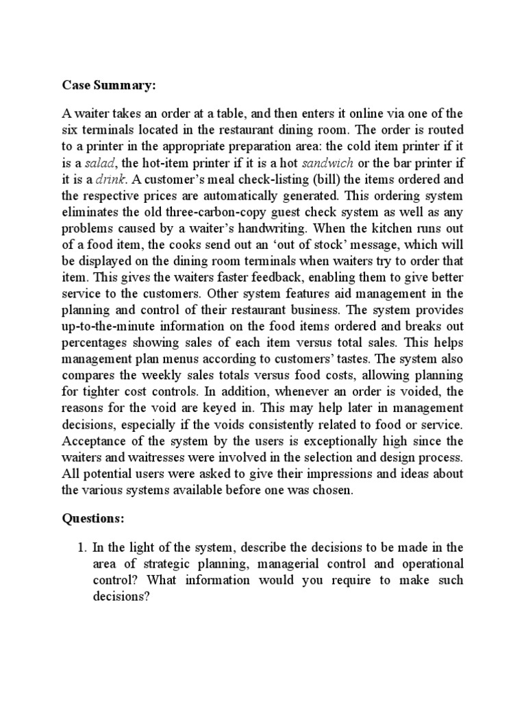 MIS Case Study | PDF | Management Information System | Information System