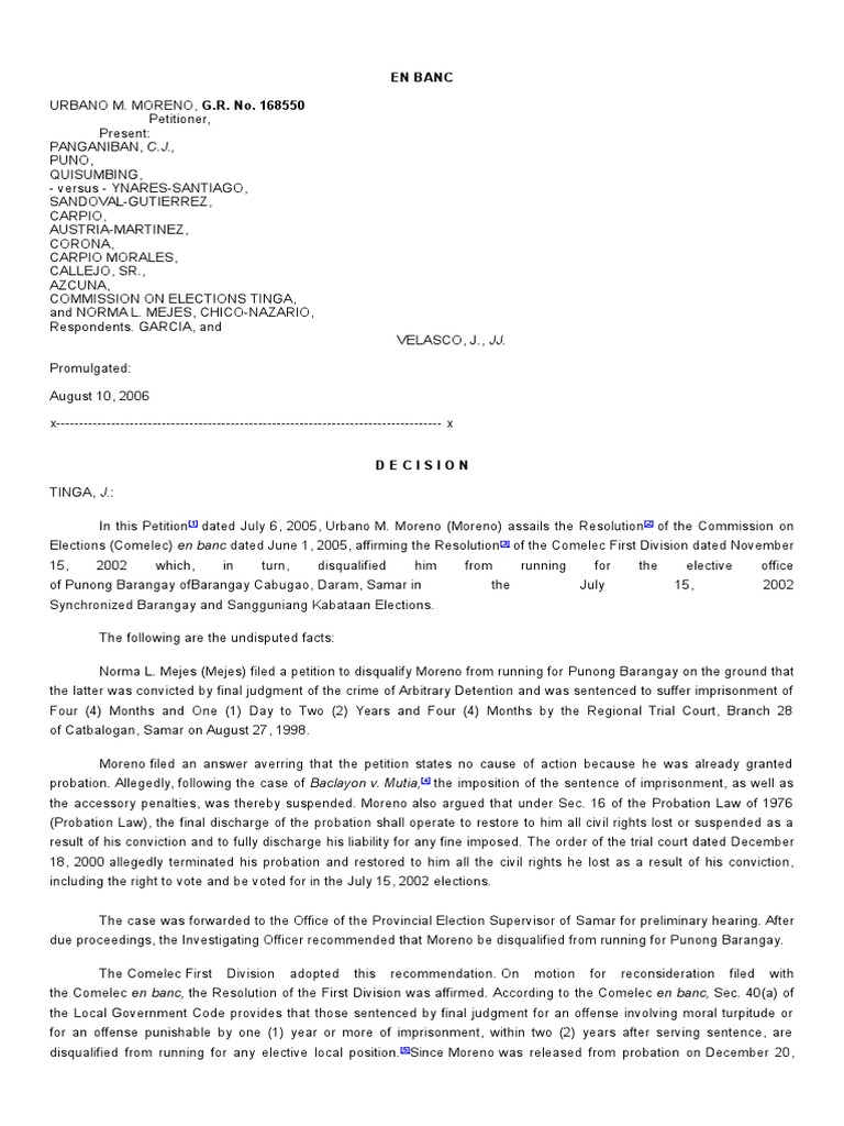 En Banc: The Imposition of The Sentence of Imprisonment, As Well As ...