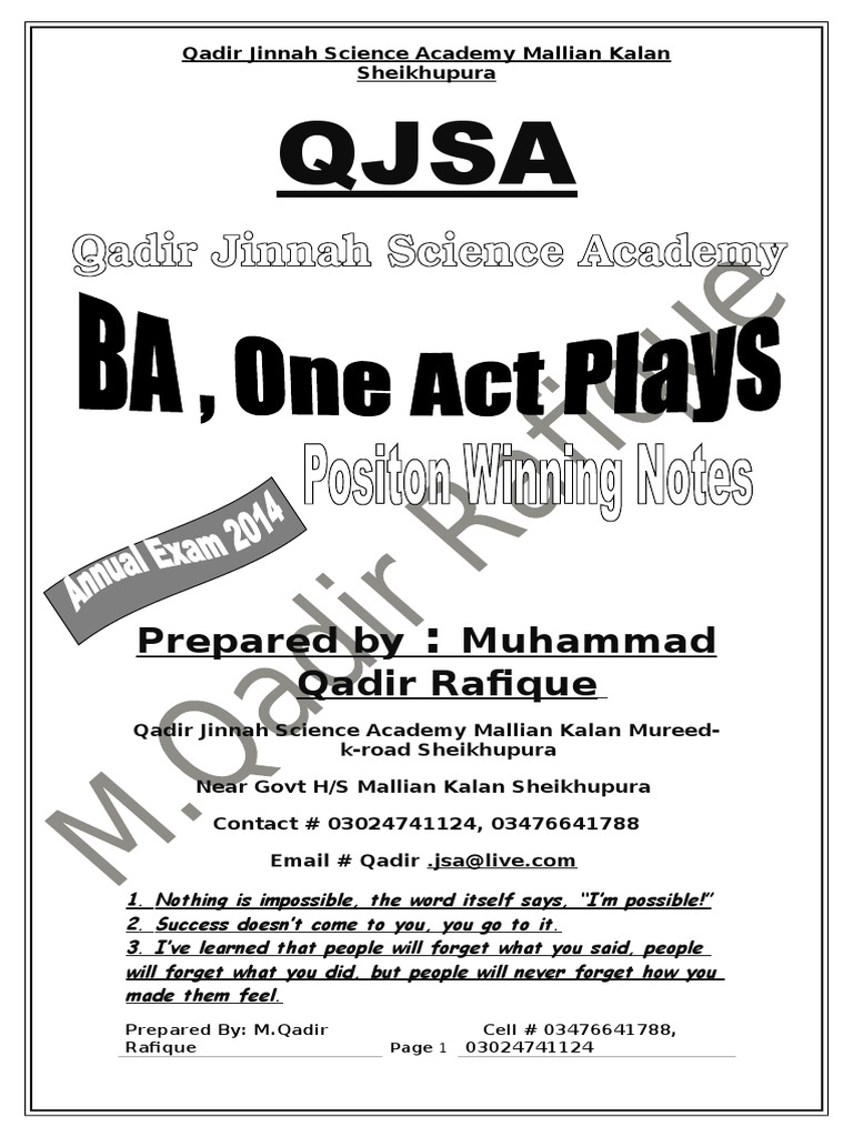 "BA Part 1 English Notes: The Bear" | PDF